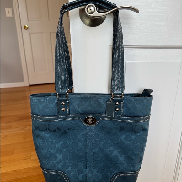 Coach | Bags | Vintage Coach Blue Signature Tote Bag | Poshmark